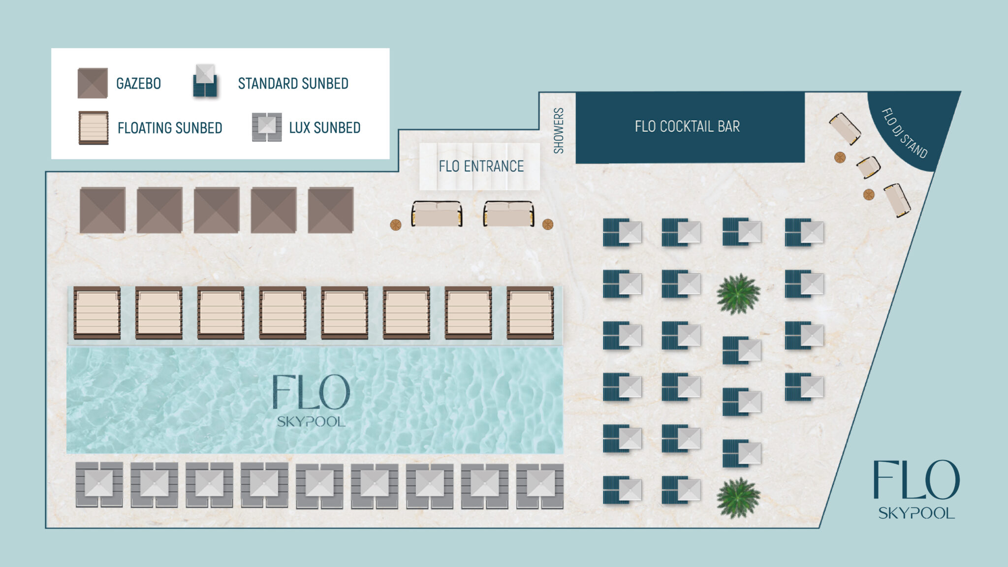 FLO Skypool - Book your Rooftop Pool Sunbeds Online